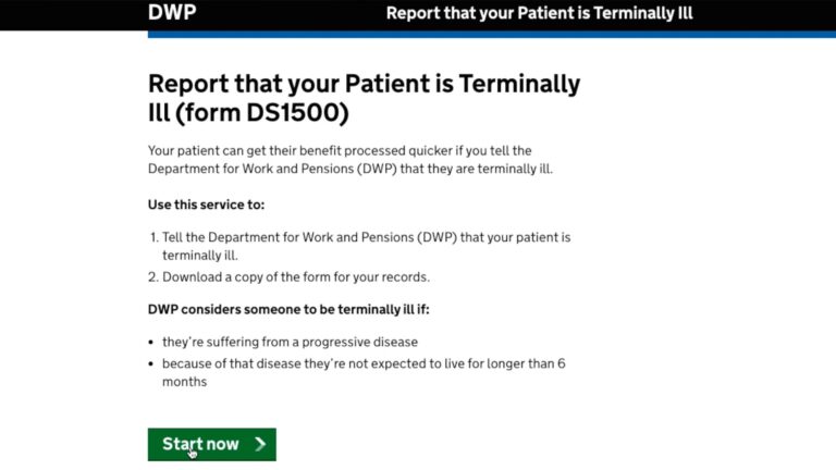 Report that your Patient is Terminally Ill – DWP Digital